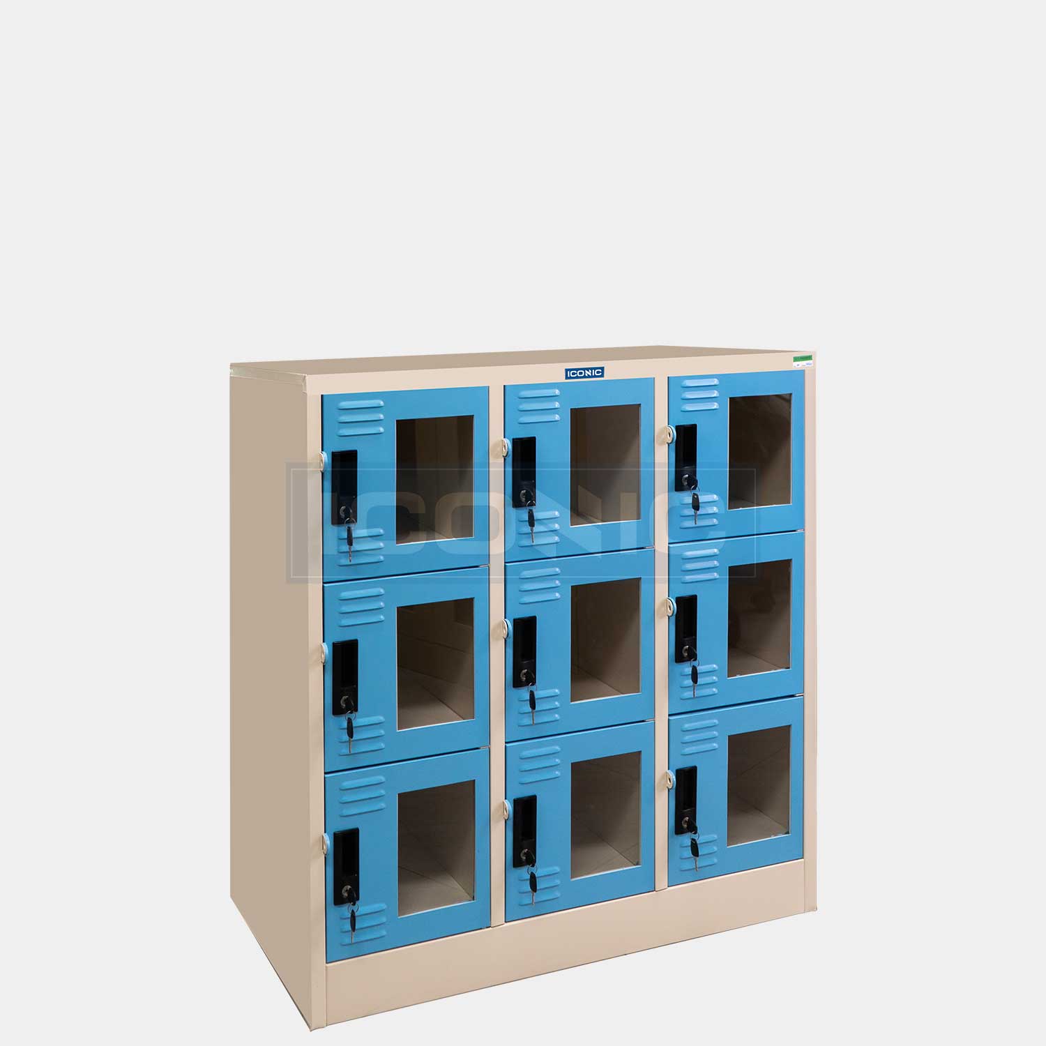 ตู้ล็อคเกอร์เตี้ย 9 ช่อง กระจก MLK-T9G - มี 14 เฉดสี ล็อคได้ 2 ชั้น